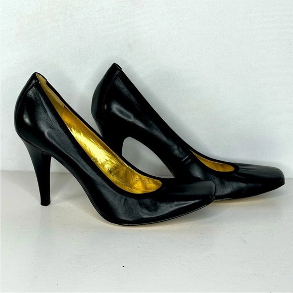 Tahari | Shoes | Tahari Enya Black Leather Square Toe Heel Pumps Size 6 ...